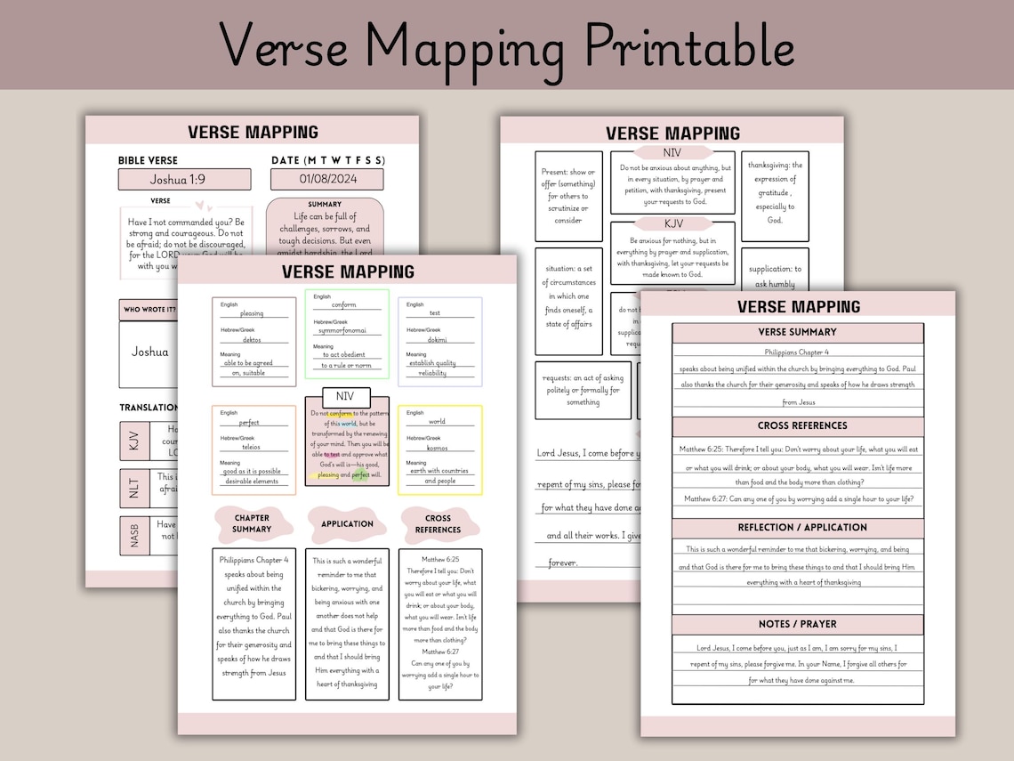 Verse Mapping, Verse Mapping Digital, Verse Mapping Template, Verse Mapping Printable, Verse ...