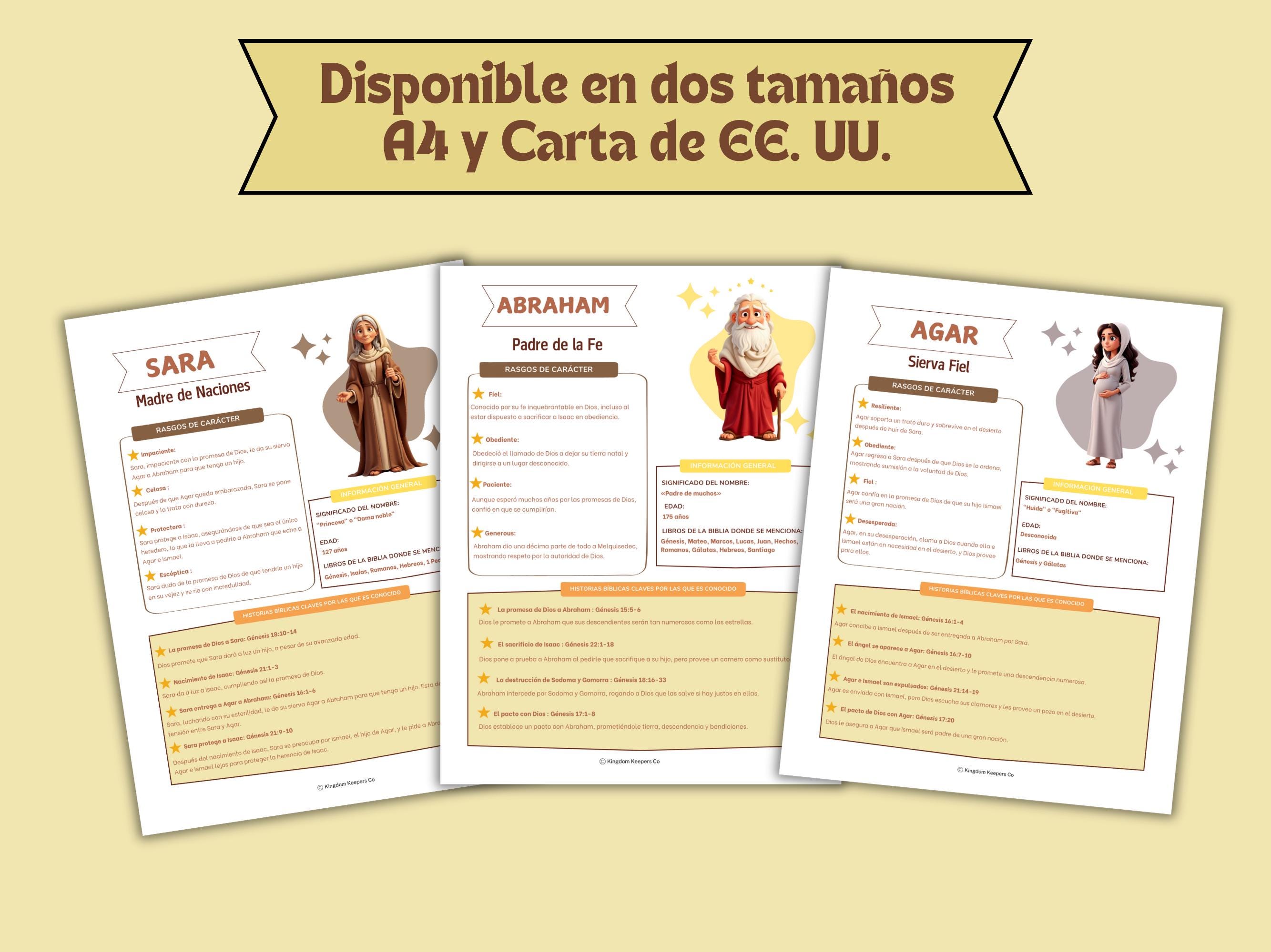Bible Characters Printables IN SPANISH, Spanish Bible Kids, Spanish ...