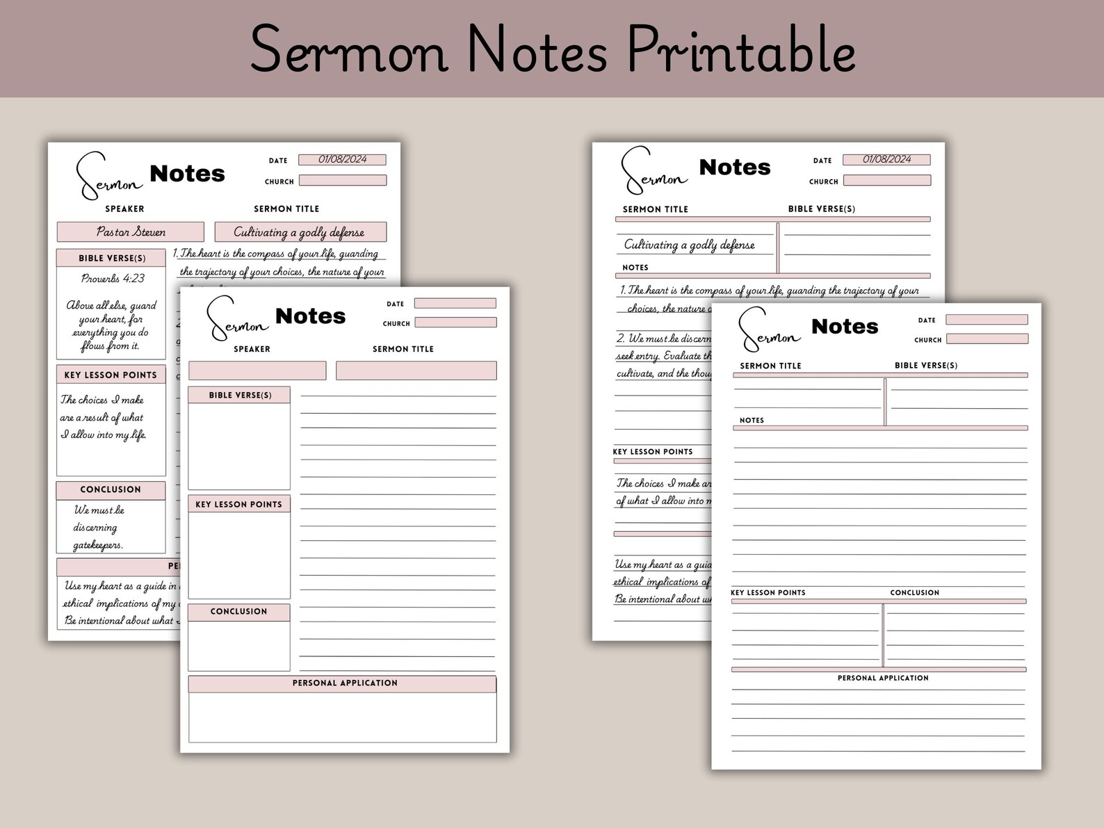 Sermon Notes Editable, Sermon Series, Sermon Notes Printable, Sermon ...
