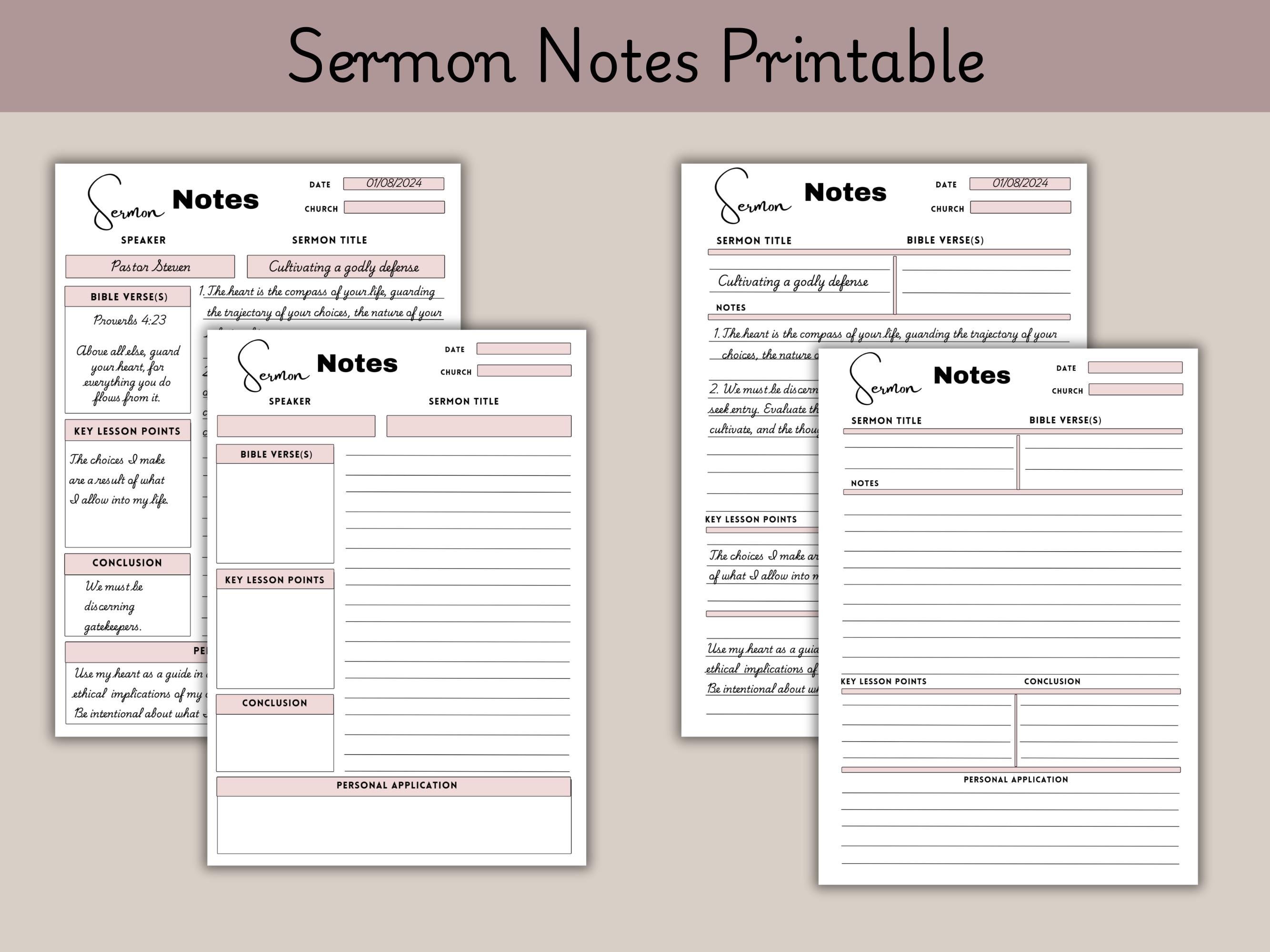 Sermon Notes Editable, Sermon Series, Sermon Notes Printable, Sermon ...