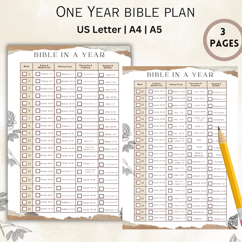 One Year Bible Study Plan - Etsy
