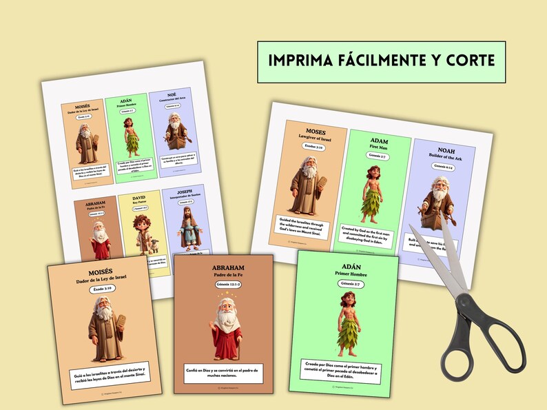 Bible Characters Printables IN SPANISH, Bible Character Cards ...