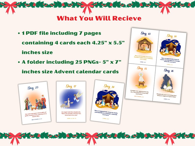 Nativity Christmas Advent Scripture, Christmas Story Scripture Cards ...