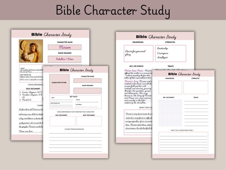 Bible Character Study, Bible Character Printable, Bible Character ...
