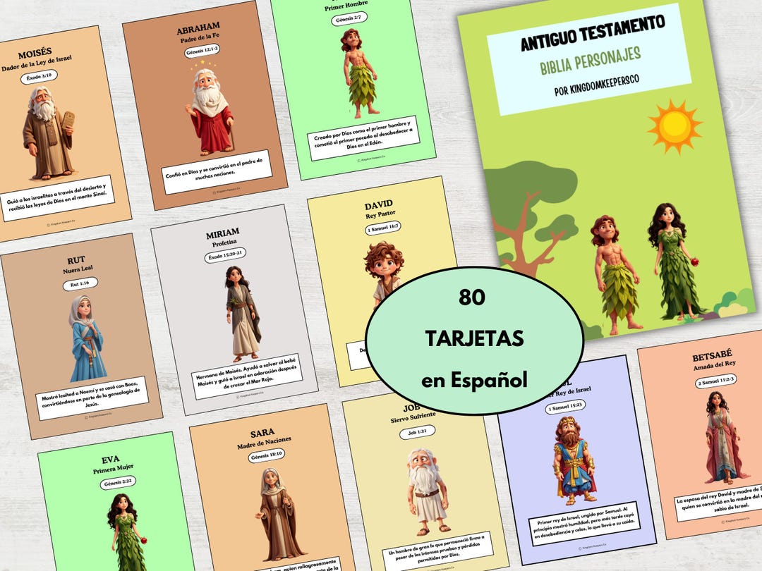 Old Testament Bible Characters IN SPANISH, Bible Character Cards, Old ...