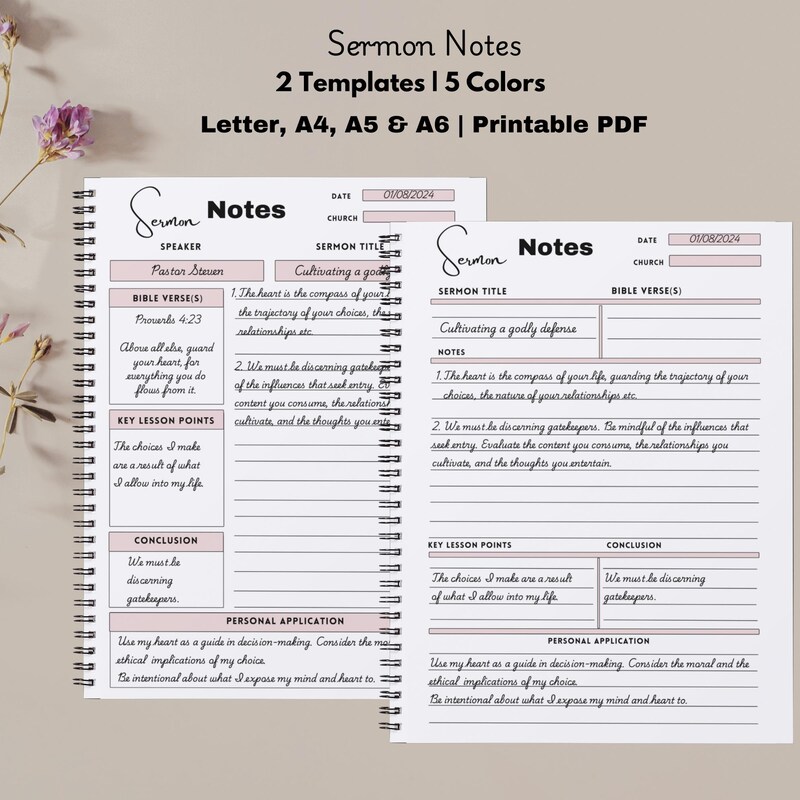 Adult Sermon Notebook - Etsy
