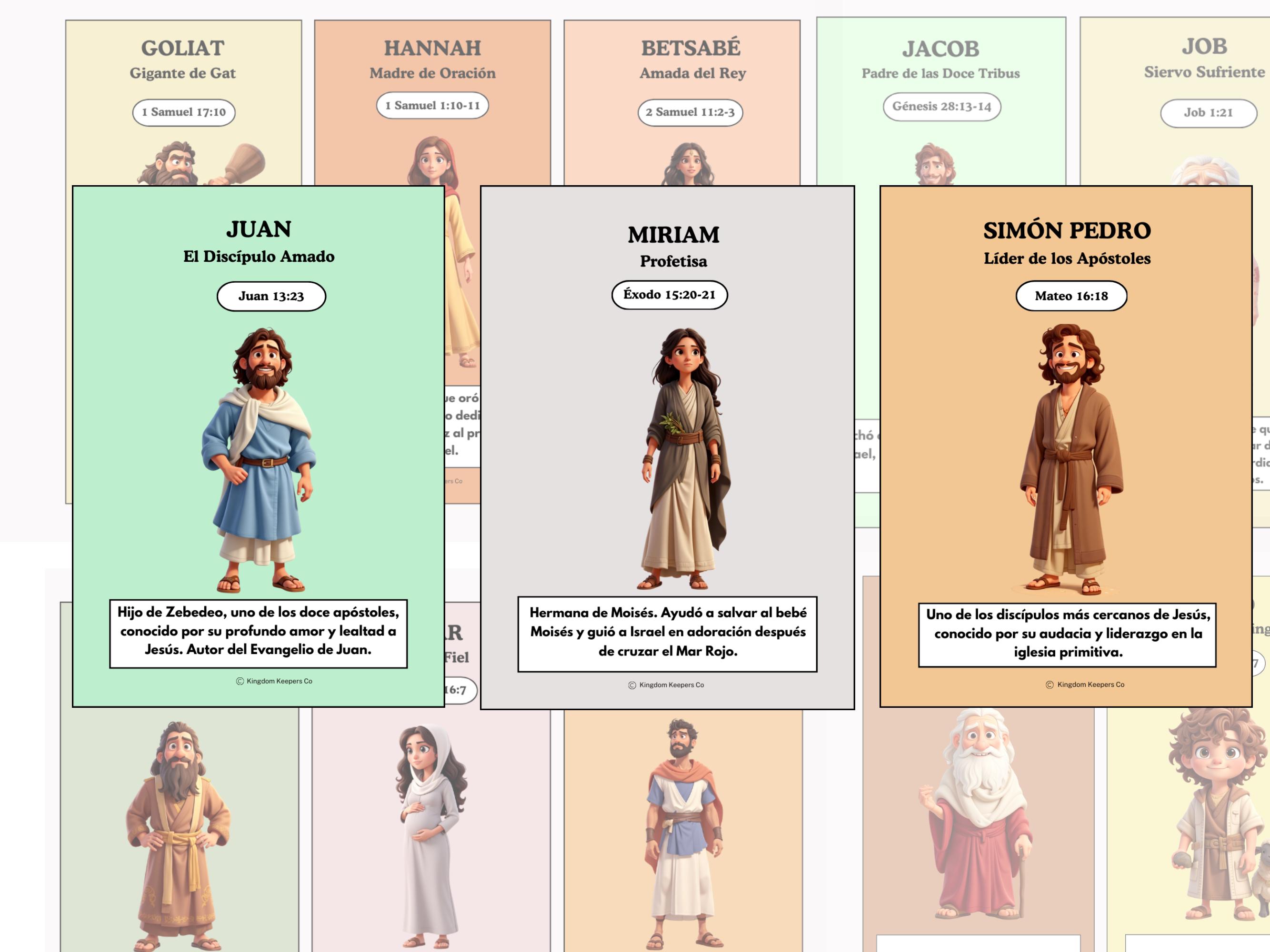 Bible Characters Printables Spanish, Bible Character Cards, Old ...