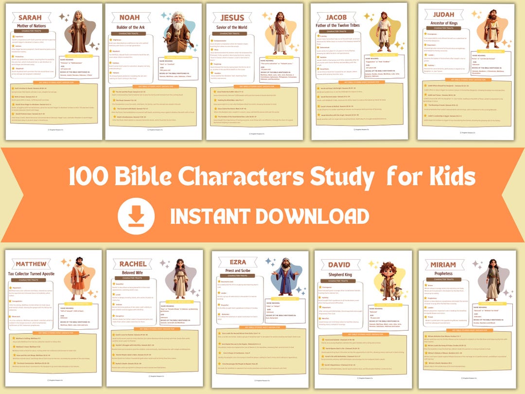 Bible Character Study Printable, Bible Studies for Kids, Christian ...