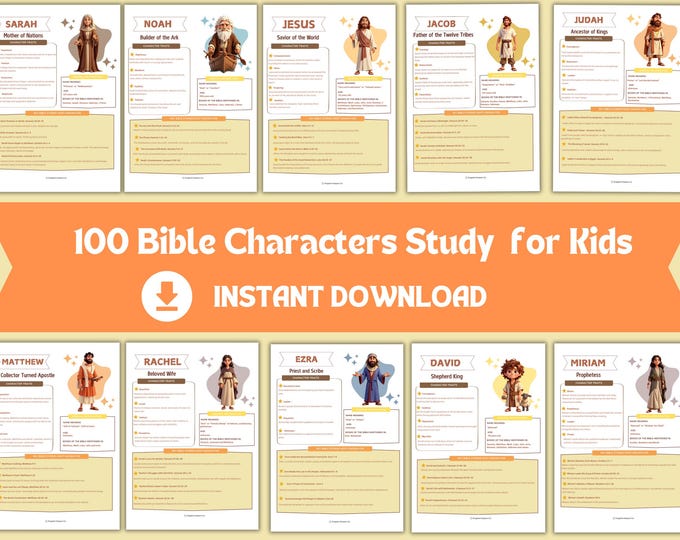 Bible Character Study Printable, Bible Studies for Kids, Christian ...