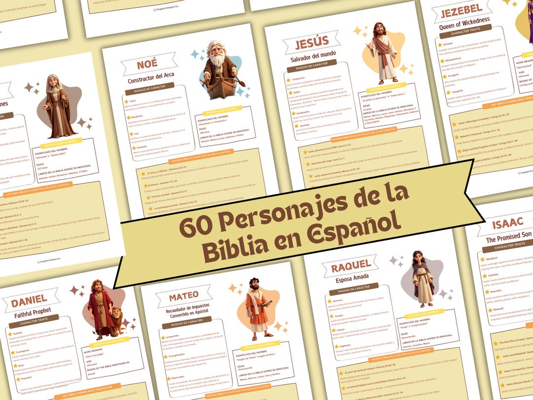 Printable Character Bible Study IN SPANISH, Bible Studies for Kids ...