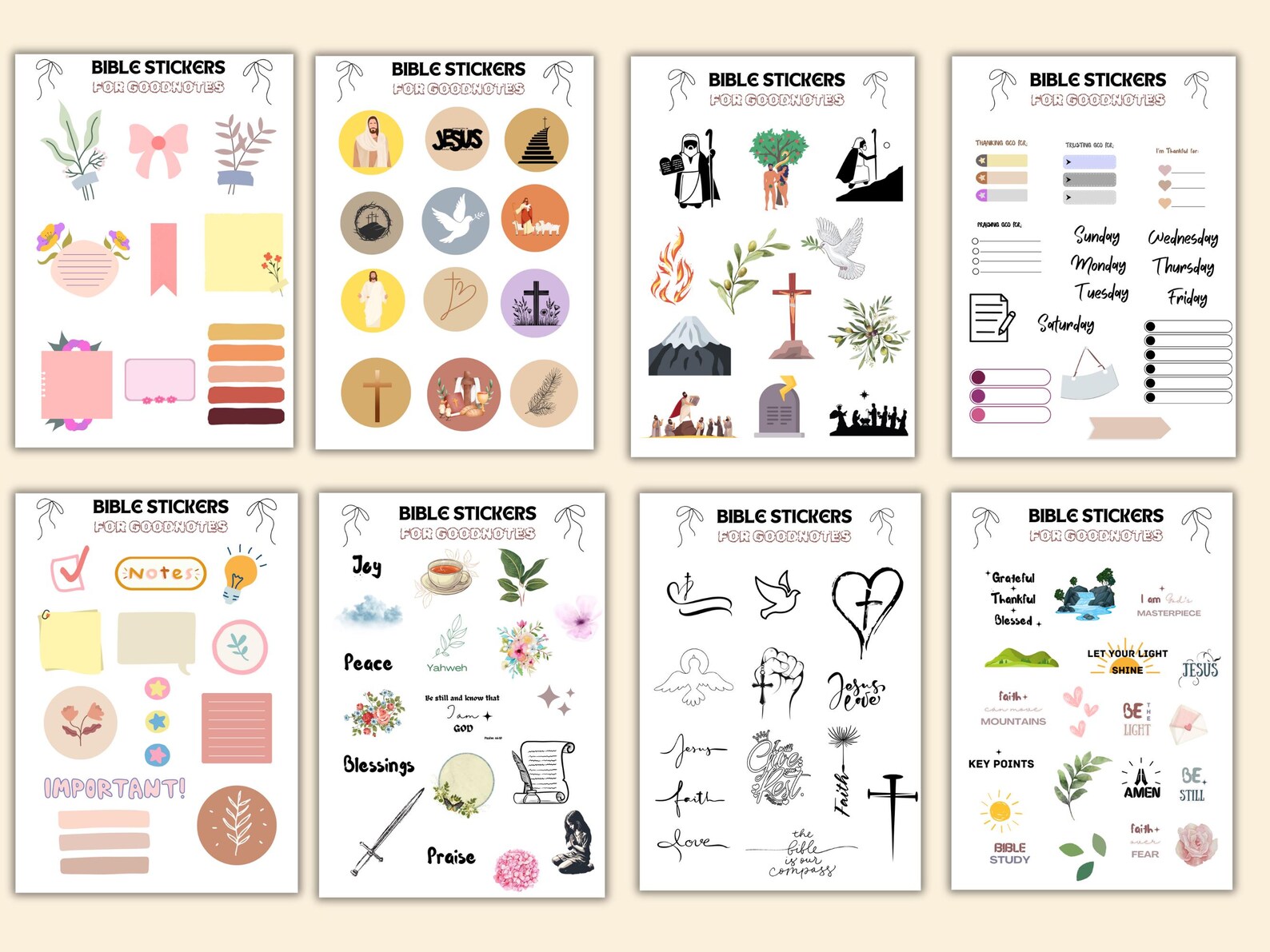 Faith Stickers Pack, Faith Digital Products, Bible Stickers for ...