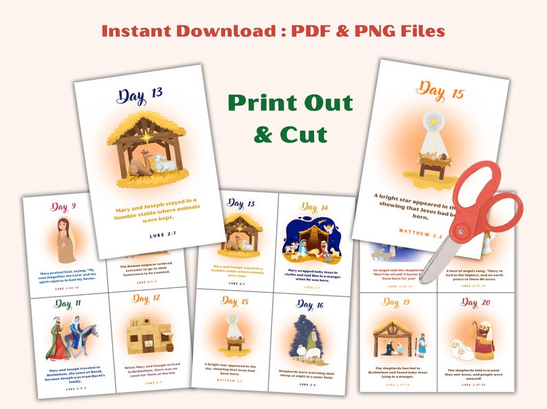 Nativity Christmas Advent Scripture, Christmas Story Scripture Cards ...