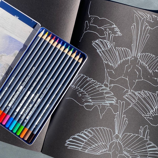 Black Paper Coloring Book - Etsy