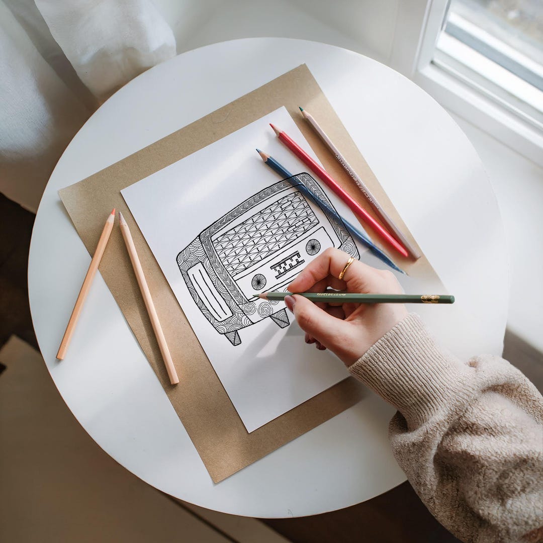Vintage Radio – Printable Coloring Page - Etsy France
