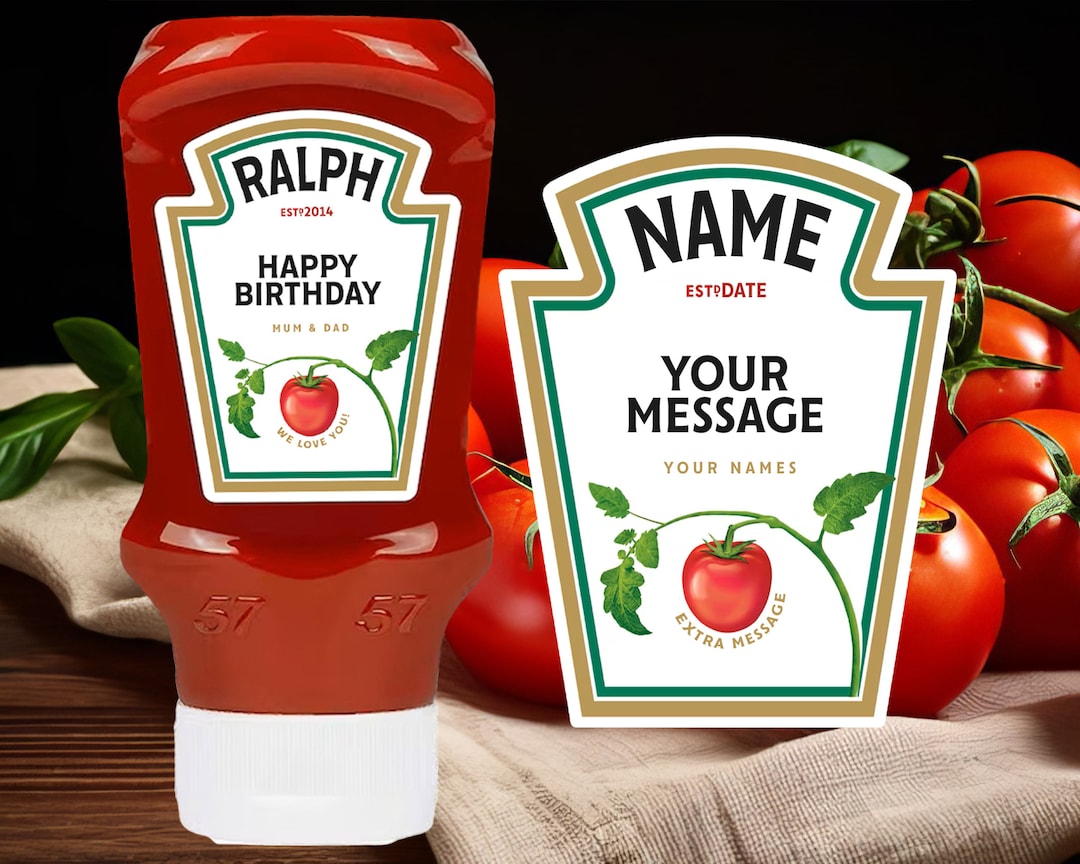 Personalized Ketchup Bottle Label. A Fun, Cheap Gift for a Birthday or ...