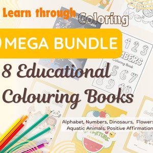 MEGA BUNDLE, 8 Educational Colouring Books, Alphabet, Numbers ...