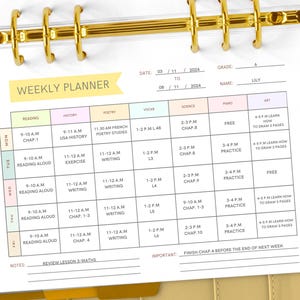 Homeschool Planner Printable Weekly Schedule Digital Download ...