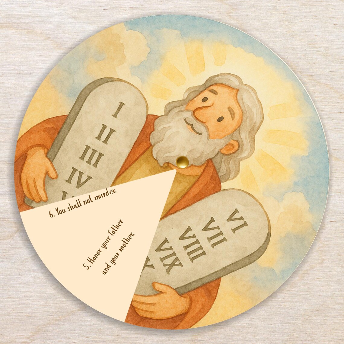 Moses Printable 10 Commandments Wheel Bible Activity for Kids Christian ...