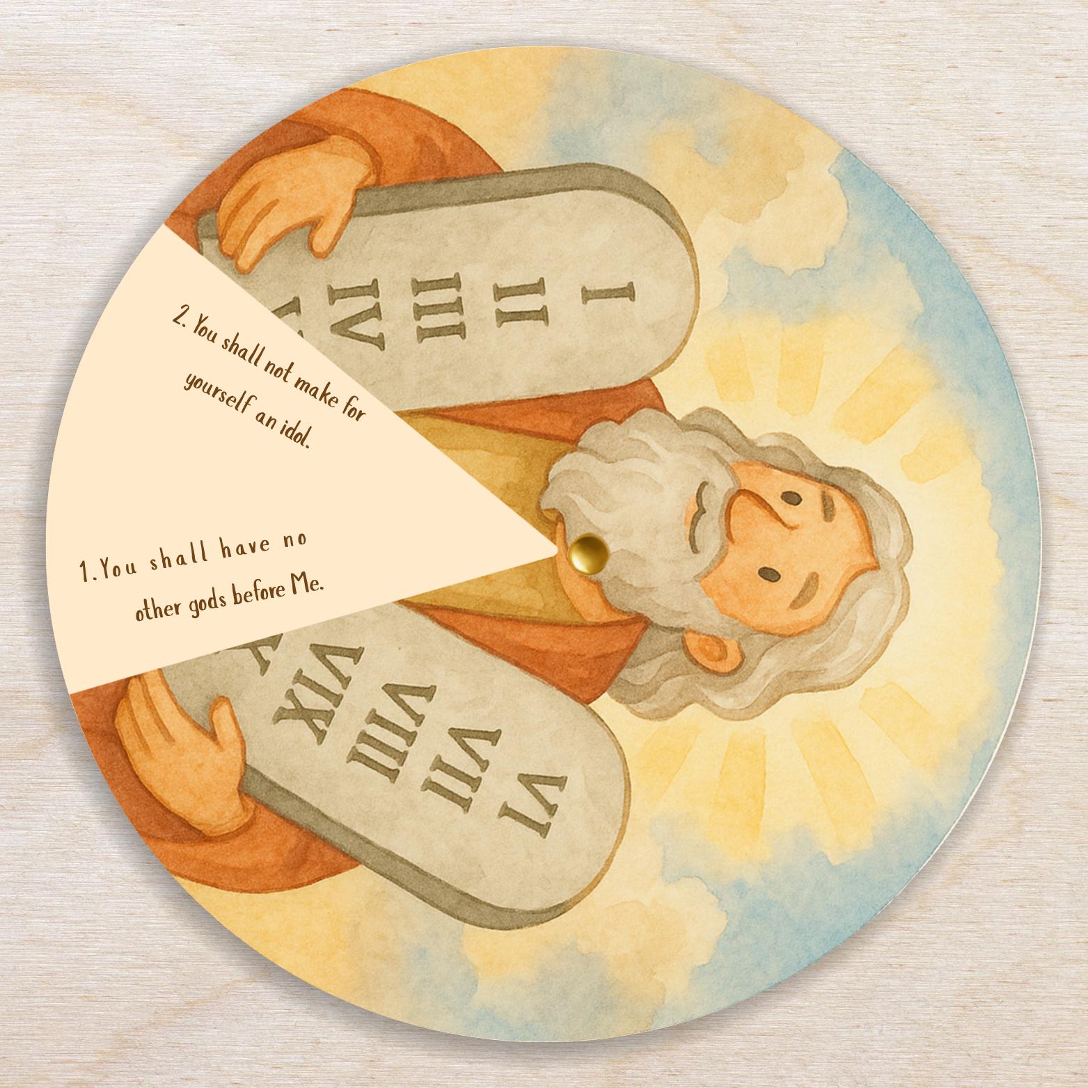 Moses Printable 10 Commandments Wheel Bible Activity for Kids Christian ...