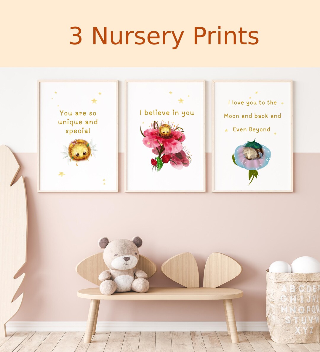 Encouraging Nursery Wall Art Set Motivational Baby Prints Uplifting ...