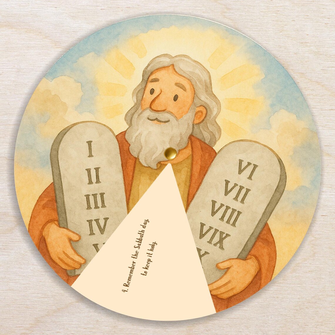 Moses Printable 10 Commandments Wheel Bible Activity for Kids Christian ...