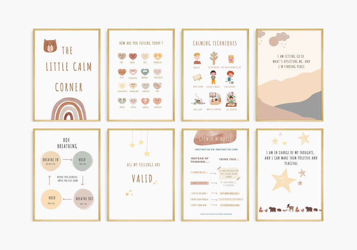 Set of 32 Calm Corner Posters, Kid's Room Decor, Calm Kid Corner, Boho ...