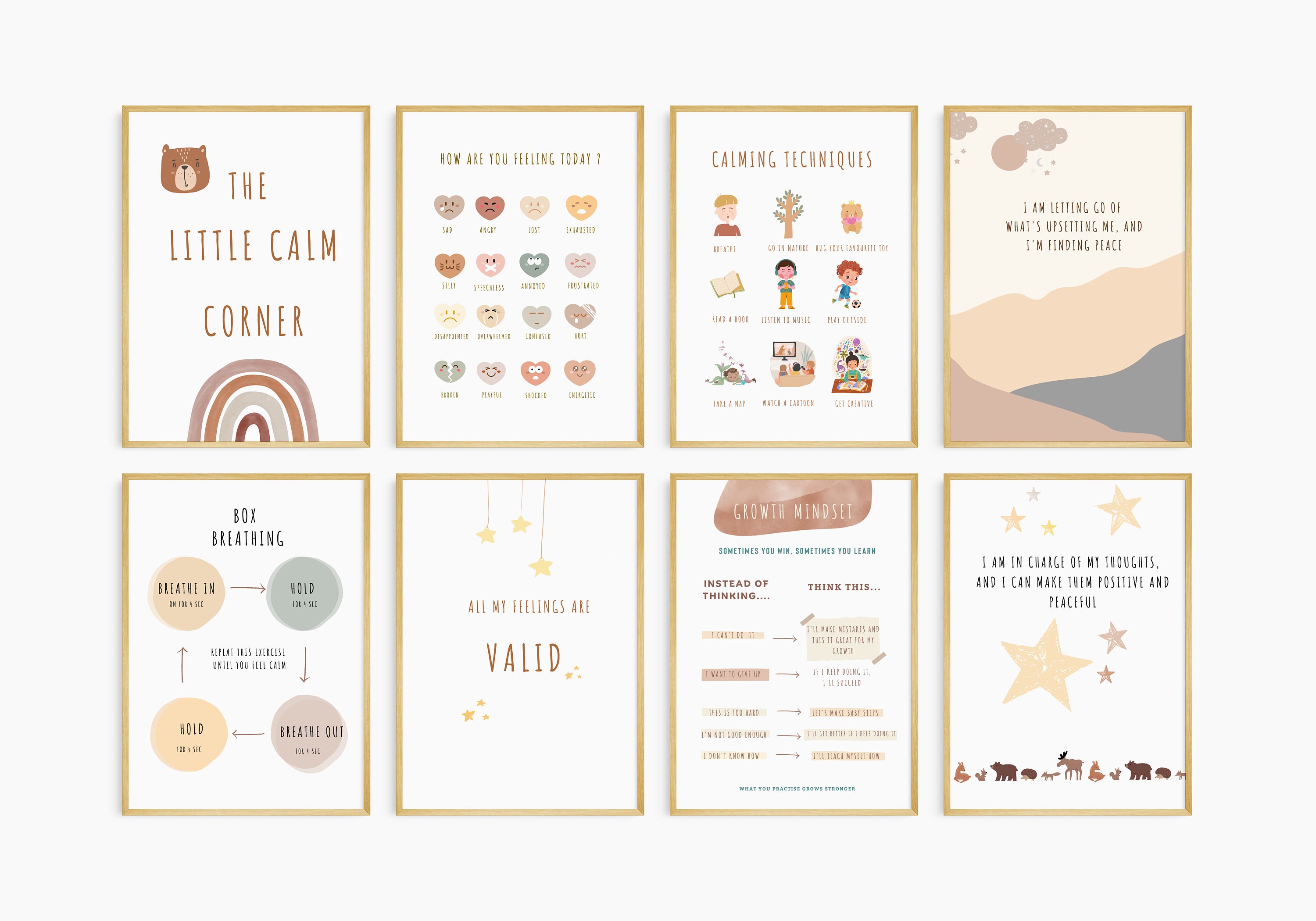 Set of 32 Calm Corner Posters, Kid's Room Decor, Calm Kid Corner, Boho ...