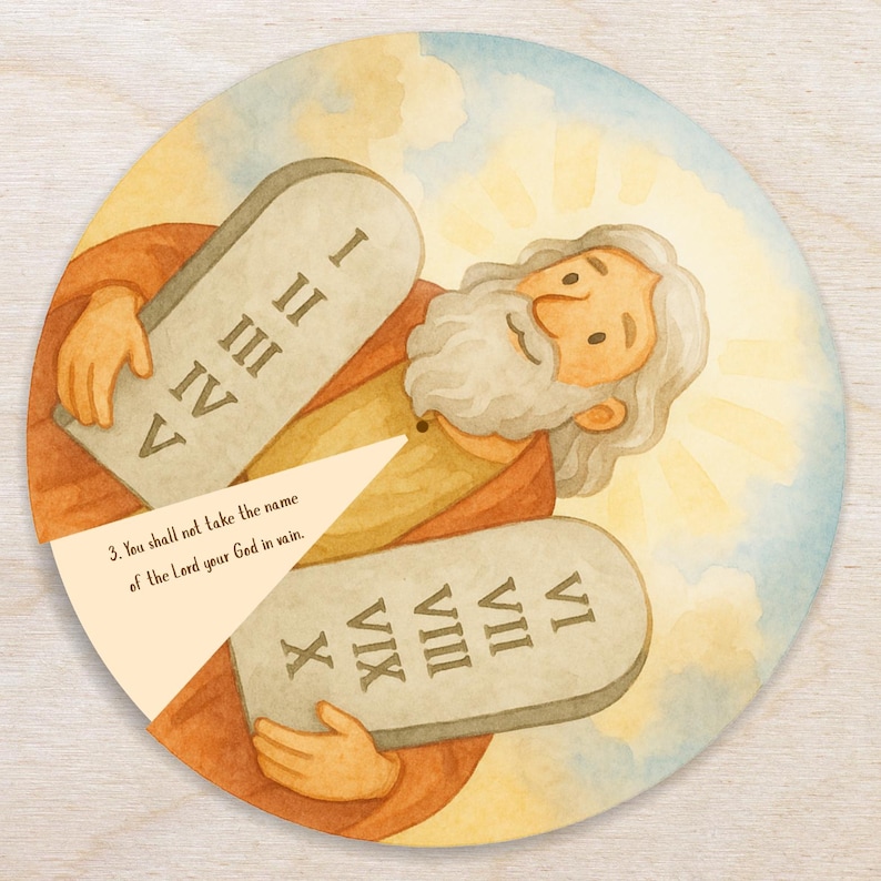 Moses Printable 10 Commandments Wheel Bible Activity for Kids Christian ...