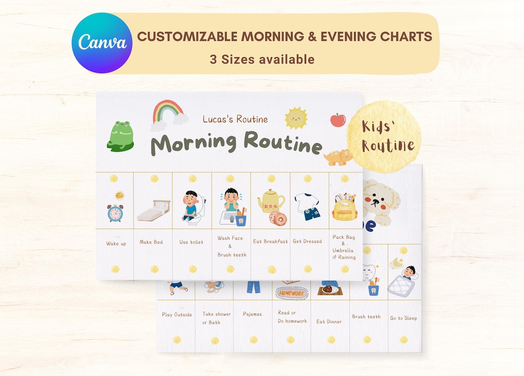 Morning Routine Chart Printable Kids Daily Schedule Visual Chart for ...