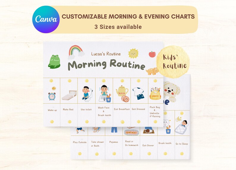 Morning Routine Chart Printable Kids Daily Schedule Visual Chart for ...