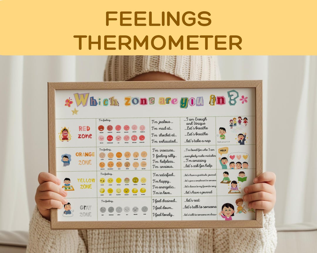 Printable Feelings Thermometer for Kids Emotional Regulation Chart Self ...