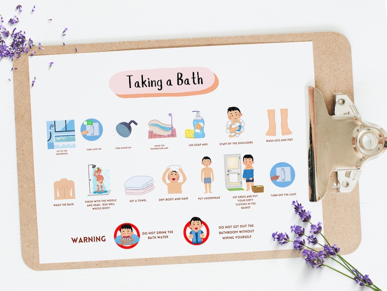 Daily Routine Chart for Kids Visual Schedule Bathroom Routine Potty ...