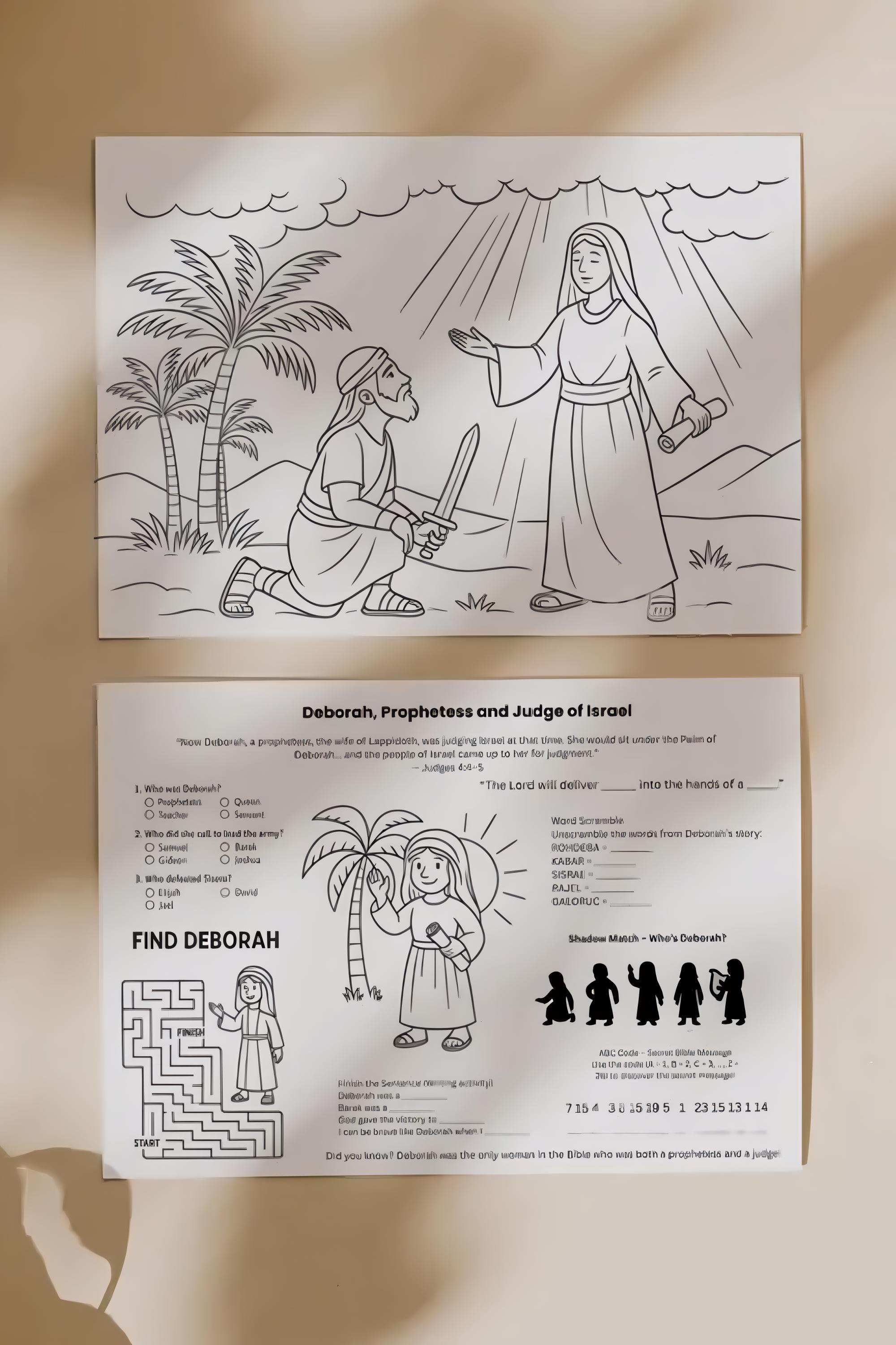 Bible Craft Activity Prophet Coloring Page Kid Bible Lesson Women Hero ...