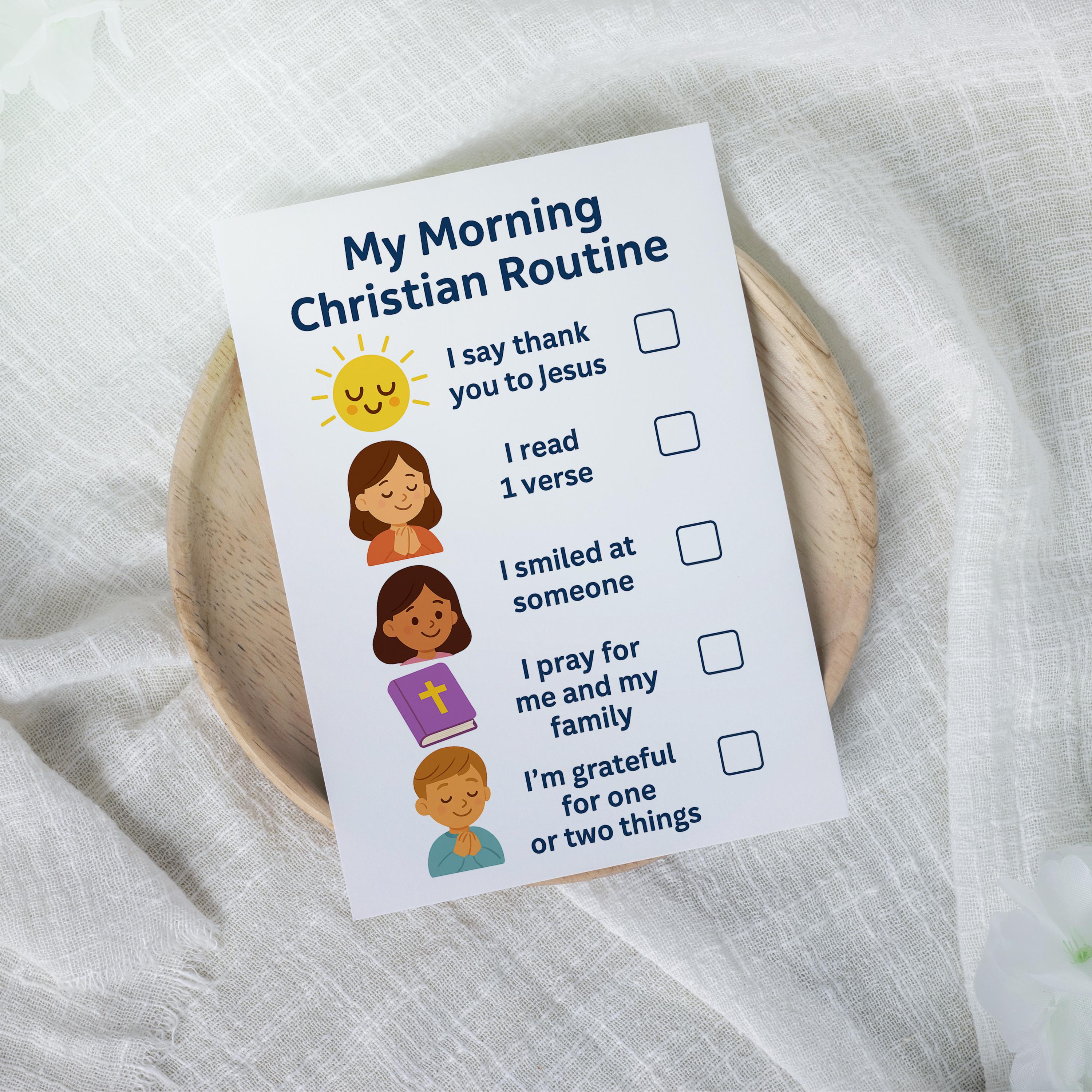 Christian Morning Routine Chart for Kids Printable Prayer Checklist for ...