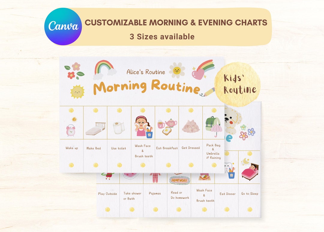 Printable Morning and Evening Routine Chart Kids Visual Schedule for ...