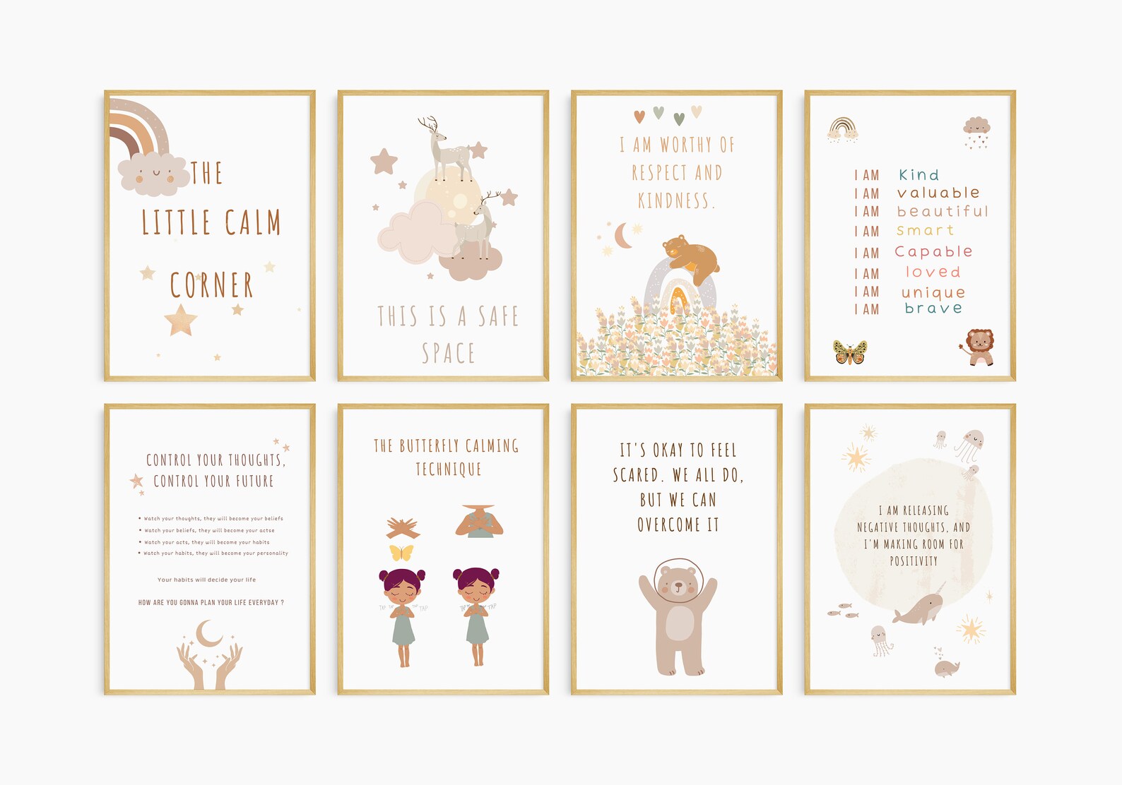 Set of 32 Calm Corner Posters, Kid's Room Decor, Calm Kid Corner, Boho ...