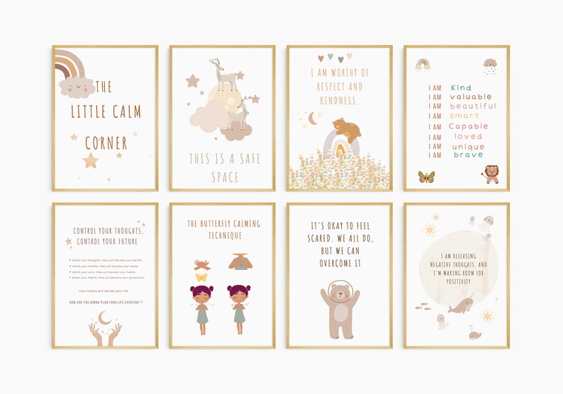 Set of 32 Calm Corner Posters, Kid's Room Decor, Calm Kid Corner, Boho ...