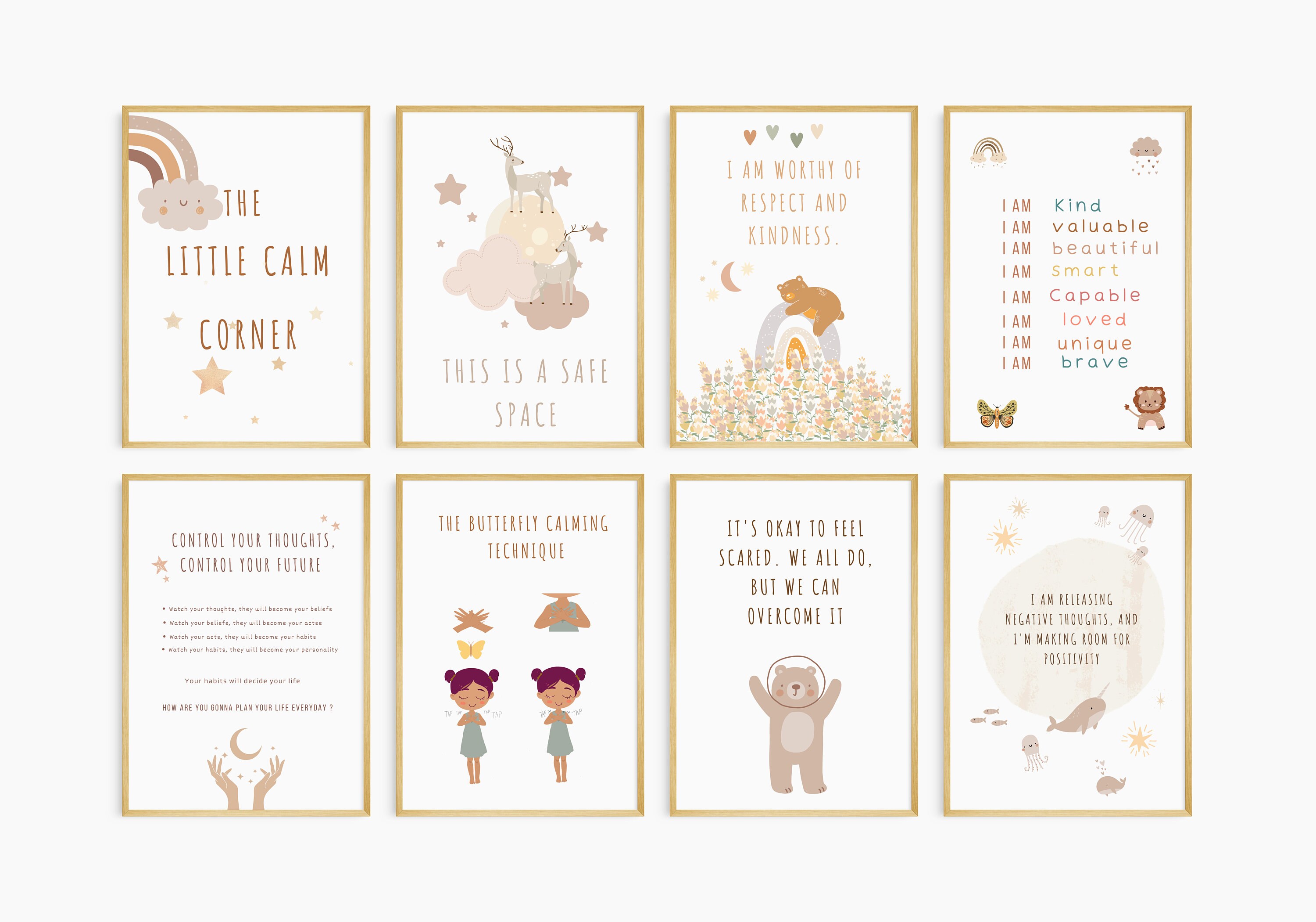 Set of 32 Calm Corner Posters, Kid's Room Decor, Calm Kid Corner, Boho ...