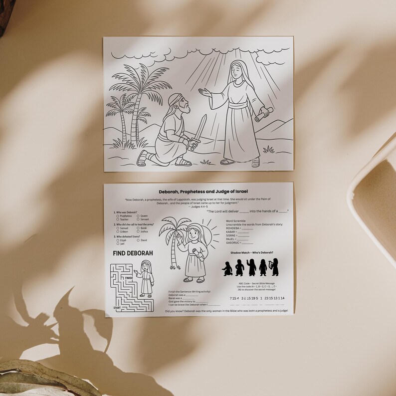 Bible Craft Activity Prophet Coloring Page Kid Bible Lesson Women Hero ...