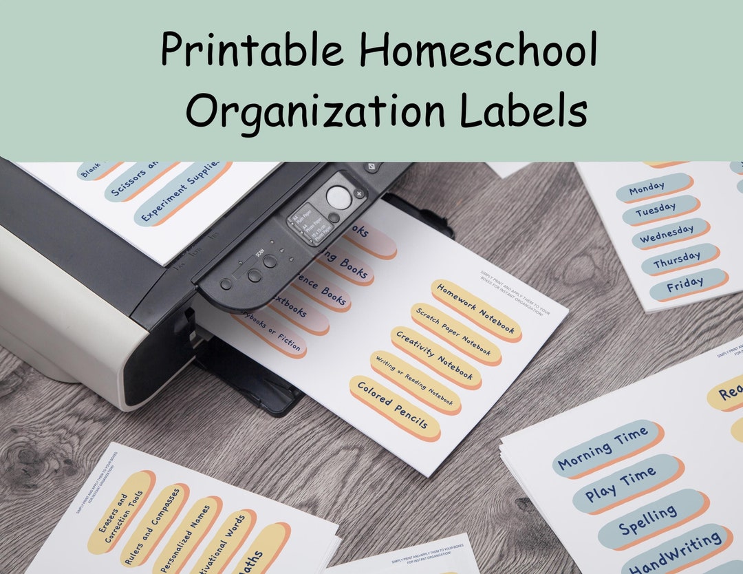 Homeschool Organization Labels Printable School Supplies Tags Notebook ...