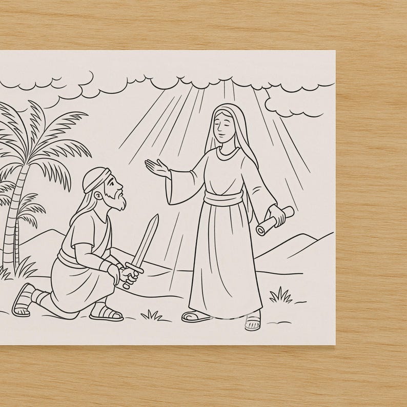 Bible Craft Activity Prophet Coloring Page Kid Bible Lesson Women Hero ...