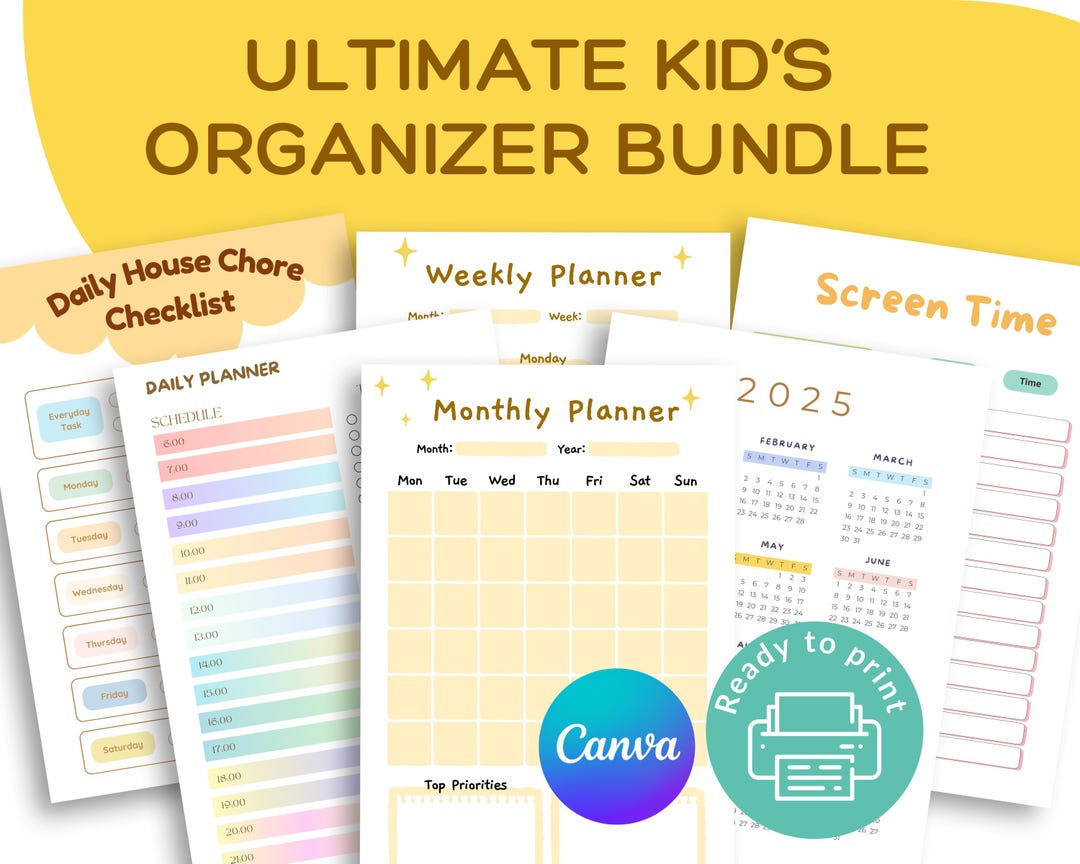 Kids Planner Printable Daily Schedule Homeschool Student Organizer ...
