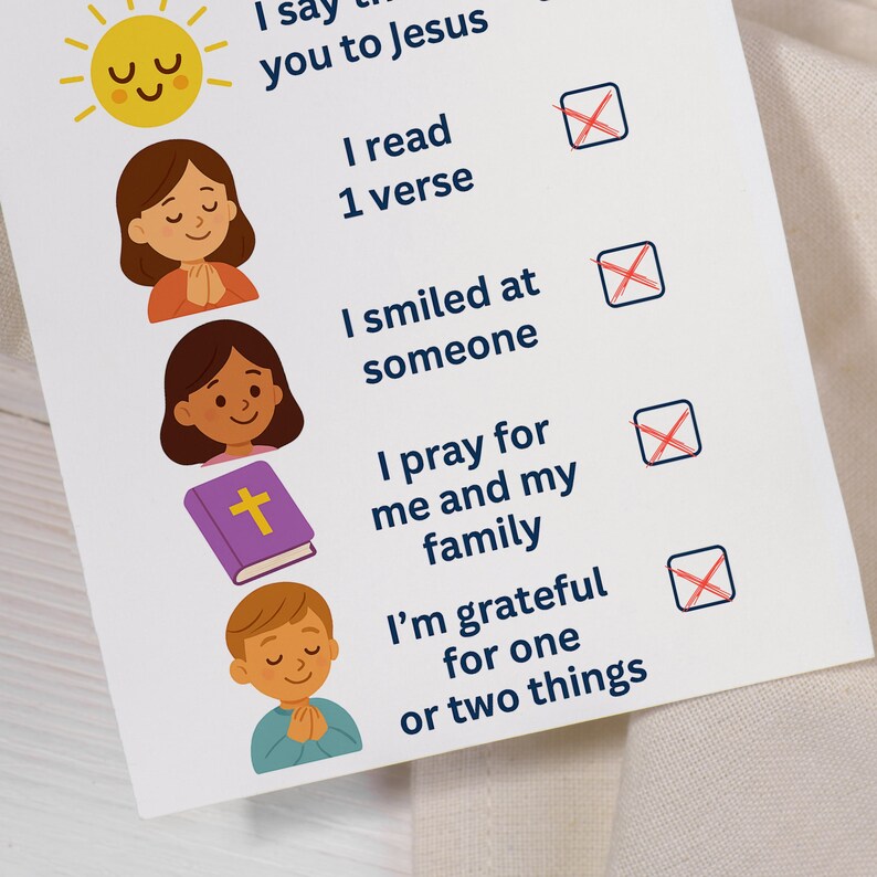 Christian Morning Routine Chart for Kids Printable Prayer Checklist for ...