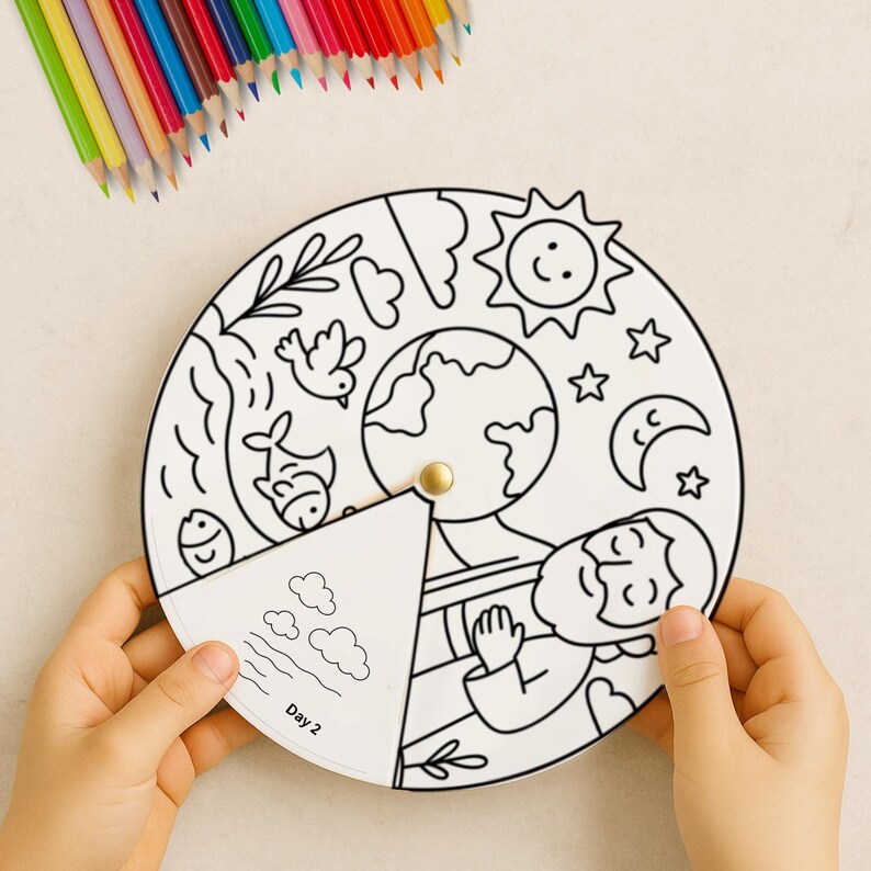 7 Days Creation Wheel Bible Craft Sunday School for Christian Kids ...