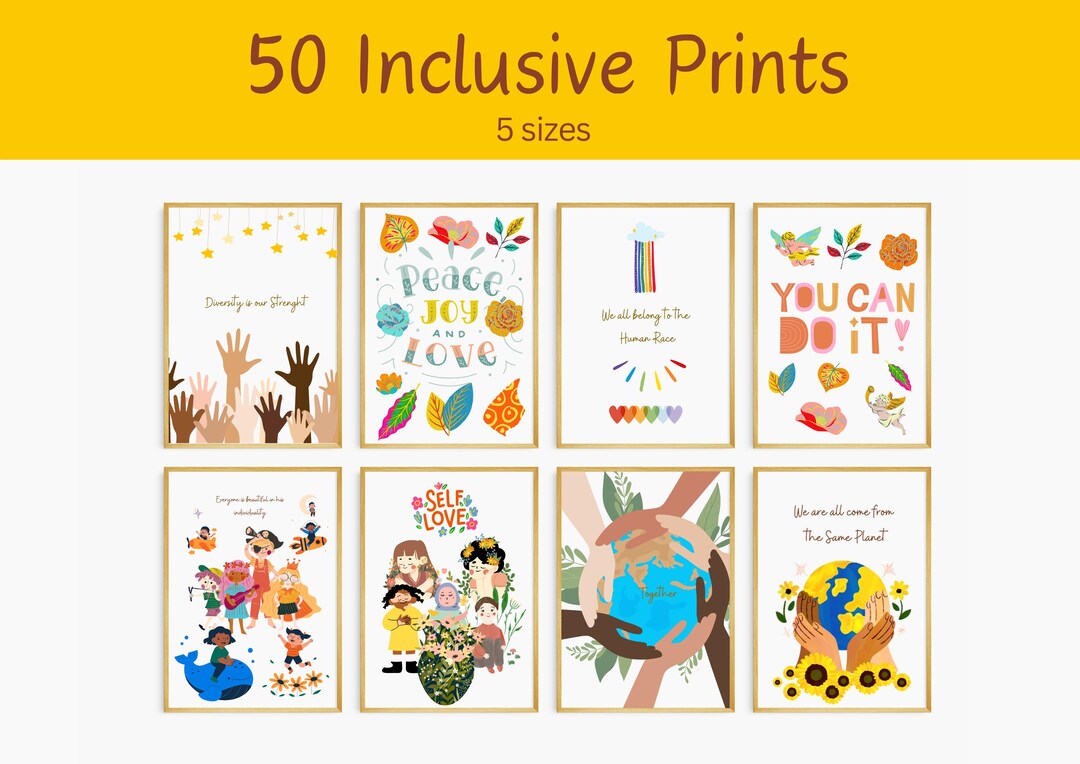 Inclusive Wall Art Set Diversity Posters for Classroom Kids Room Decor ...