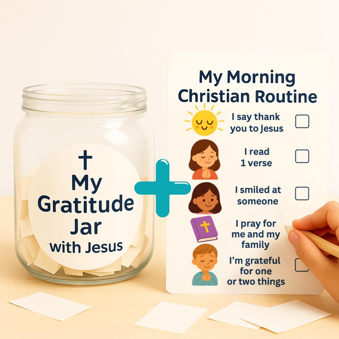 Christian Morning Routine for Kids Gratitude Jar Notes Activity Chart ...