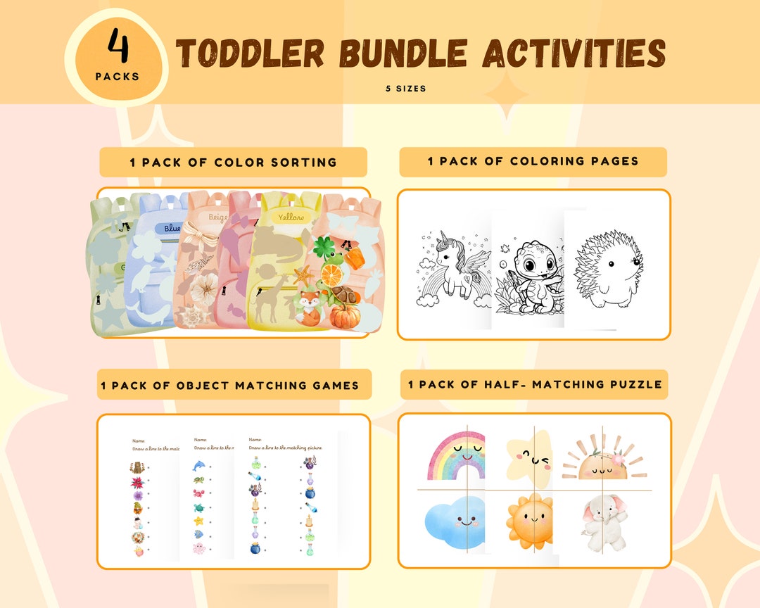 Toddler Bundle Activities, Color Sorting, Toddler Activity, Homeschool ...