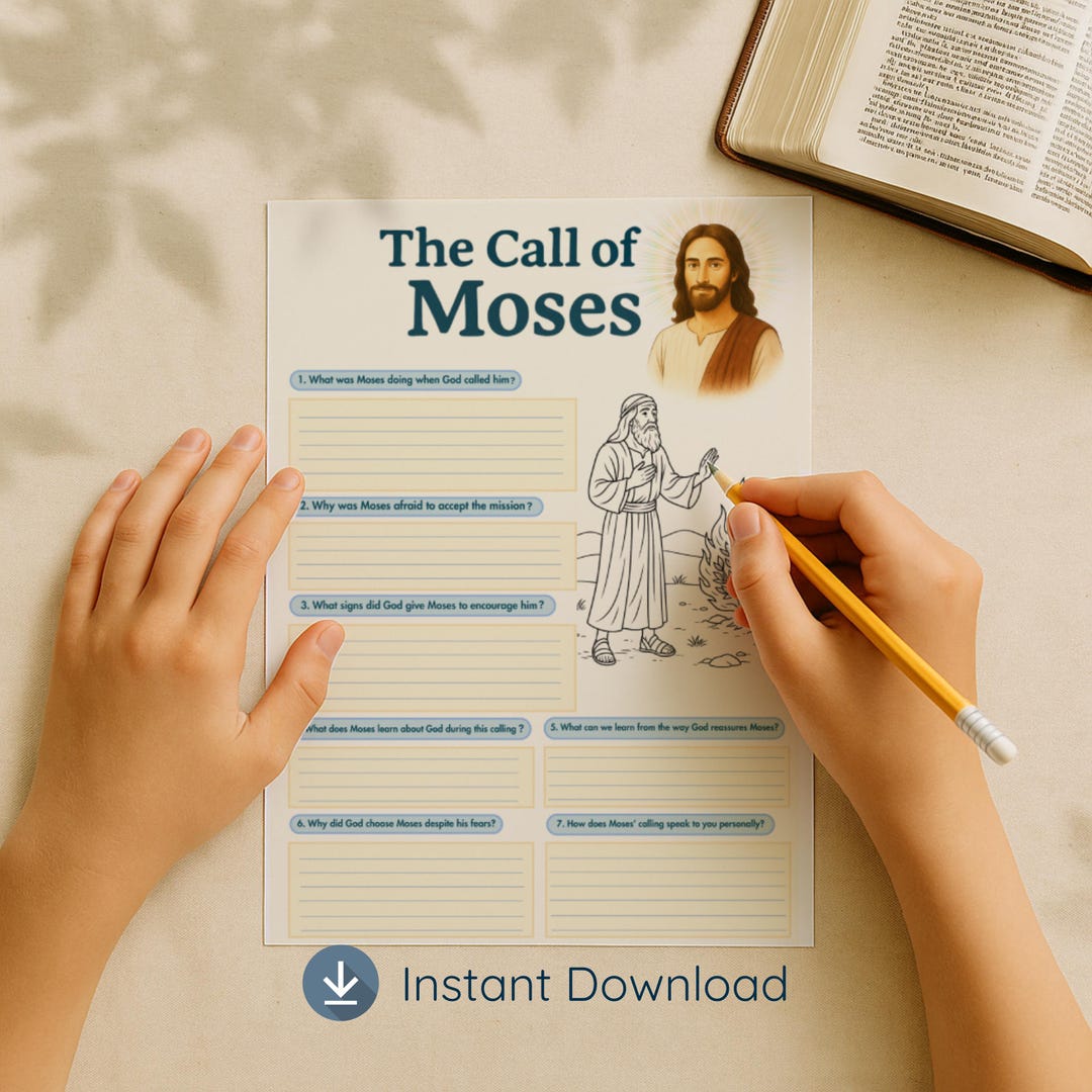 The Call of Moses Bible Lesson Old Testament Worksheet Christian Kids ...