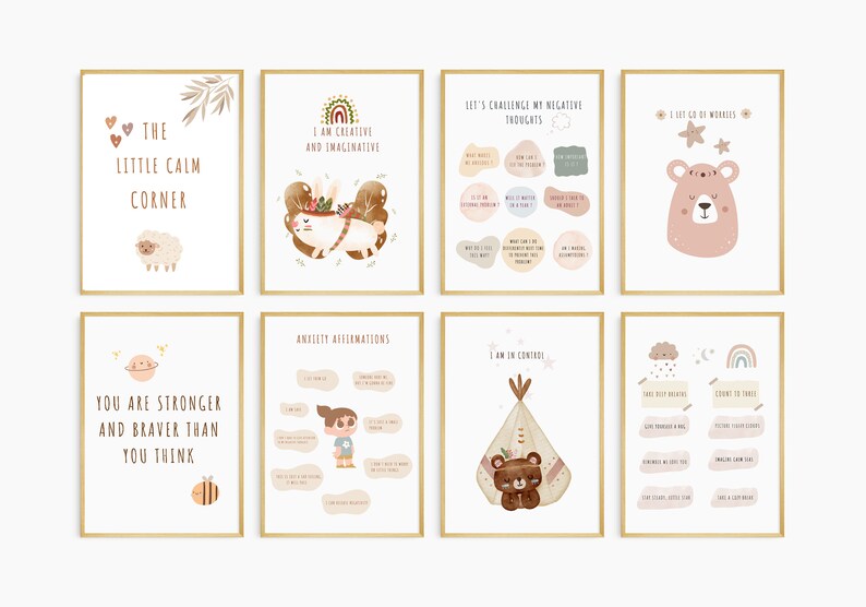 Set of 32 Calm Corner Posters, Kid's Room Decor, Calm Kid Corner, Boho ...