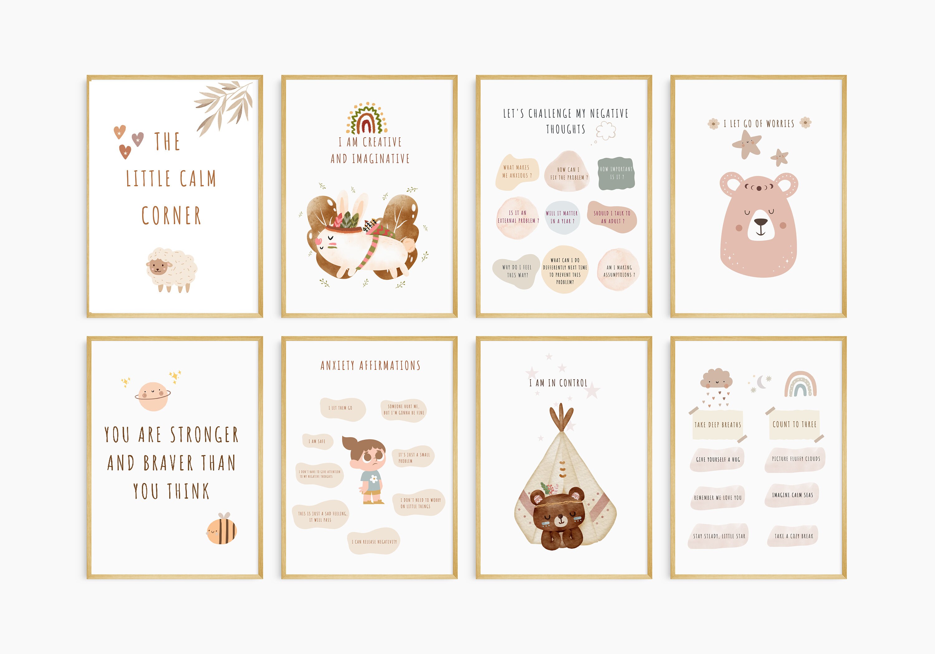 Set of 32 Calm Corner Posters, Kid's Room Decor, Calm Kid Corner, Boho ...